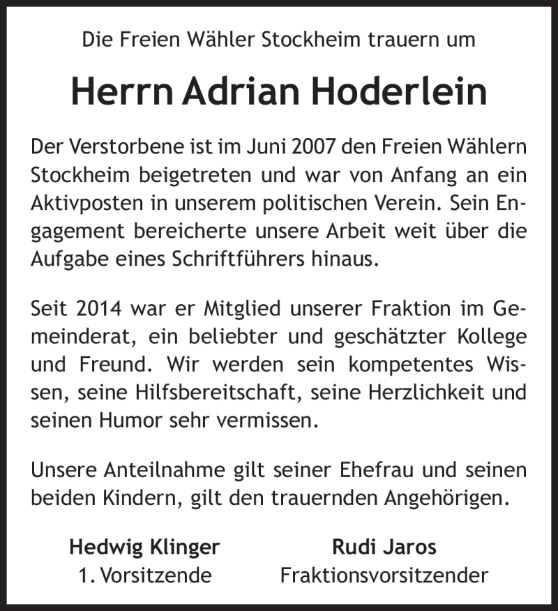 Traueranzeigen von Adrian Hoderlein | franken-gedenkt.de Traueranzeigen von Adrian Hoderlein | franken-gedenkt.de